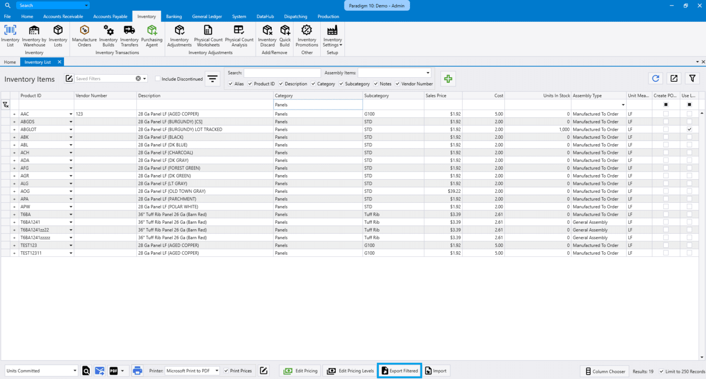 Inventory Import & Export – Paradigm ERP by Paragon – Documentation Inventory Import & Export – Paradigm ERP by Paragon – Documentation